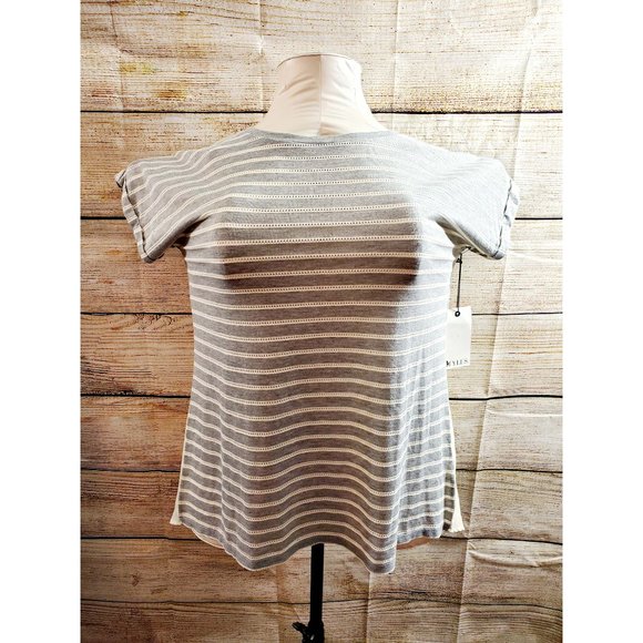 STYLUS | Tops | Nwt Stylus Striped Shirt Semi Sheer Short Sleeve Nylon ...